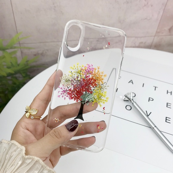 Accessories | Hand Pressed Rainbow Fall Flowers Tree Iphone Case | Poshmark